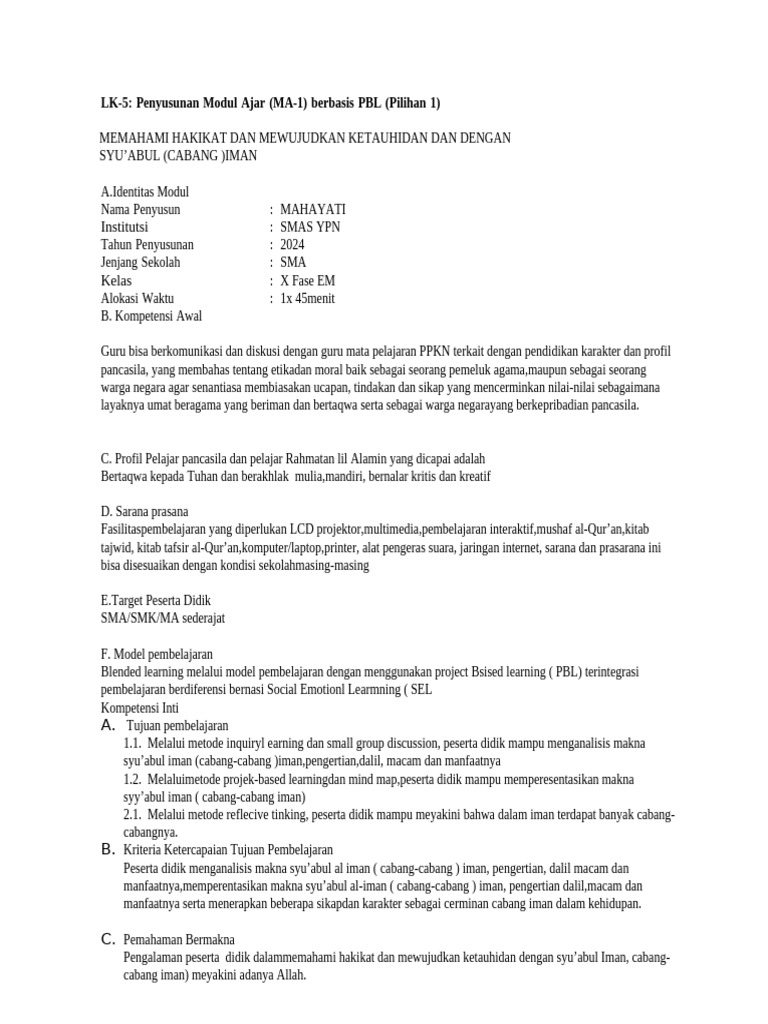 LK 5 Terbaru PPL 1 | PDF