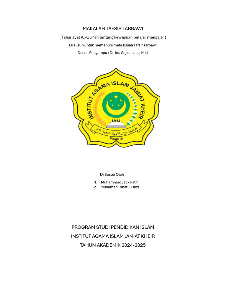 Makalah Tafsir Tarbawi Kel 1 | PDF