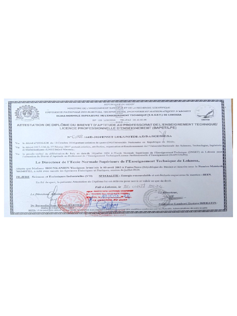 Attestation Licence | PDF