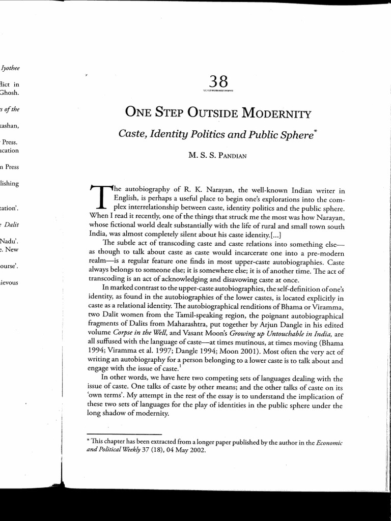 MSS Pandian - One Step Outside Modernity | PDF