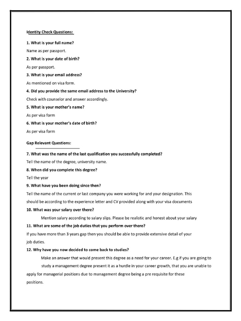 UKVI Credibility Interview Preparatory FG | PDF