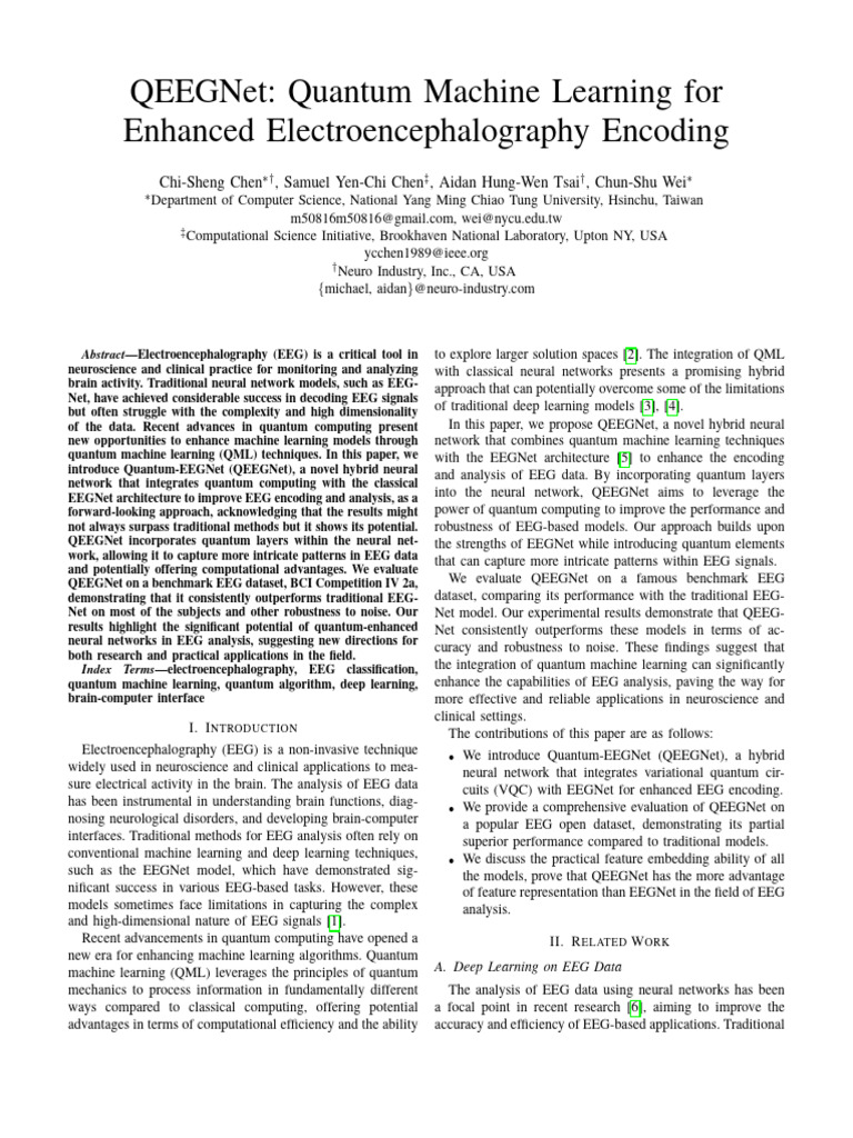 Qeegnet: Quantum Machine Learning For Enhanced Electroencephalography Encoding | PDF