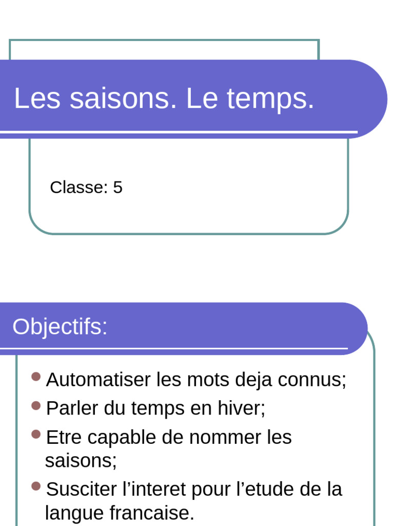 Le Temps Et Les Saisons | PDF