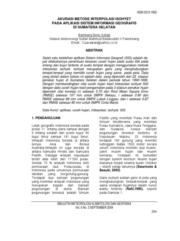 Akurasi Metode Interpolasi Isohyet | PDF