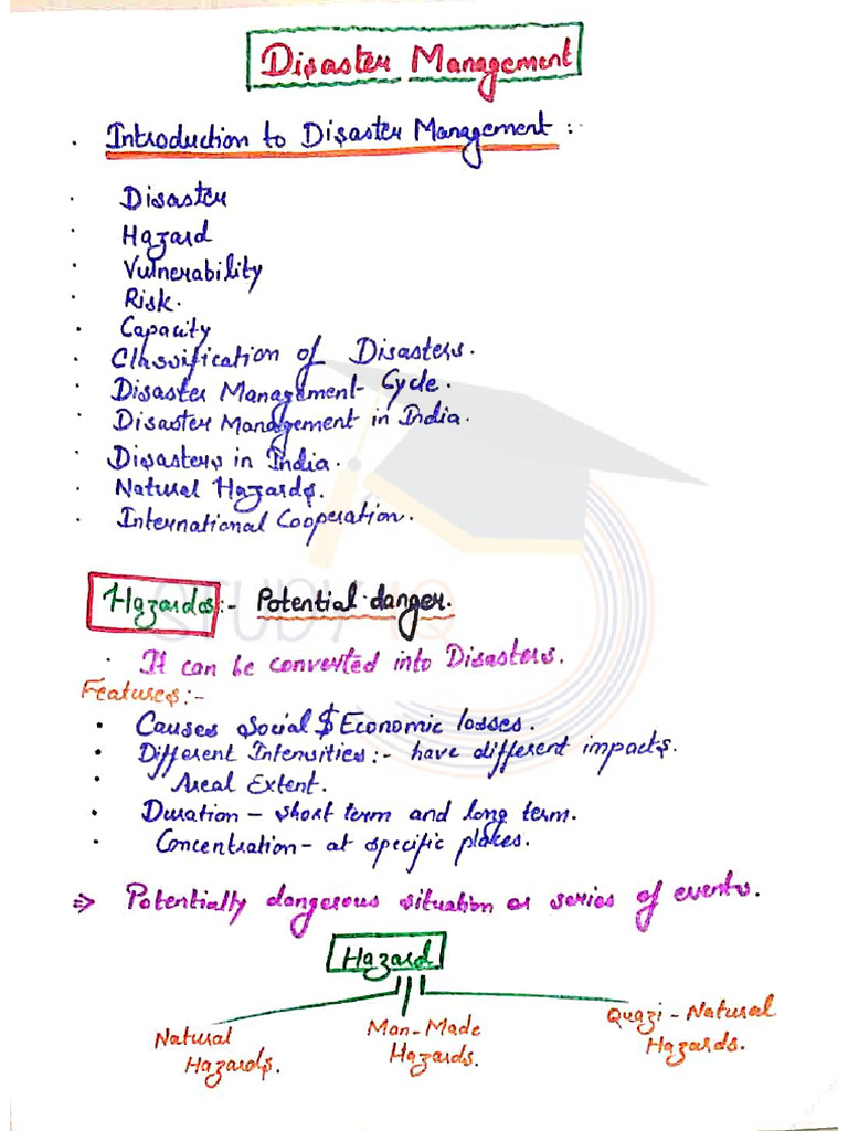 Disaster Management - Notes | PDF