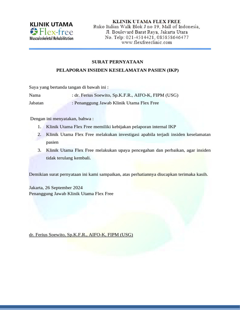 Surat Pernyataan Pelaporan Ikp | PDF