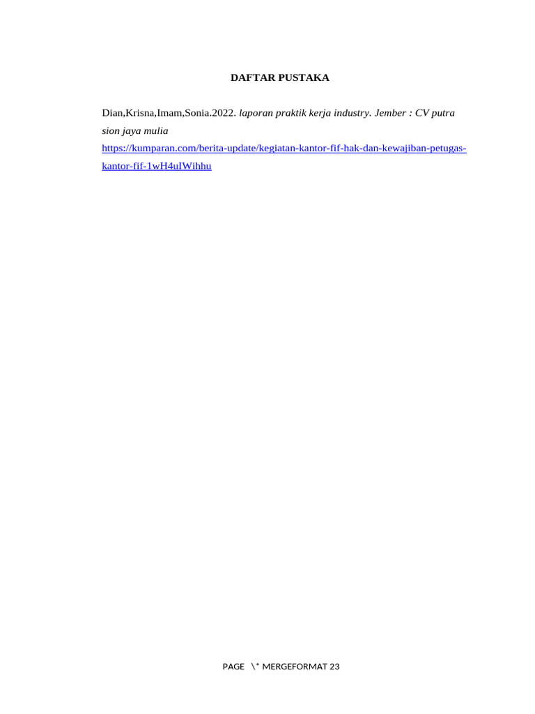 Laporan PKL Fif Dapus | PDF