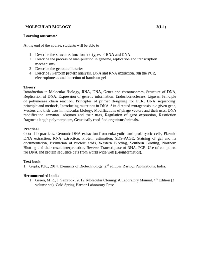 Molecular Biology | PDF