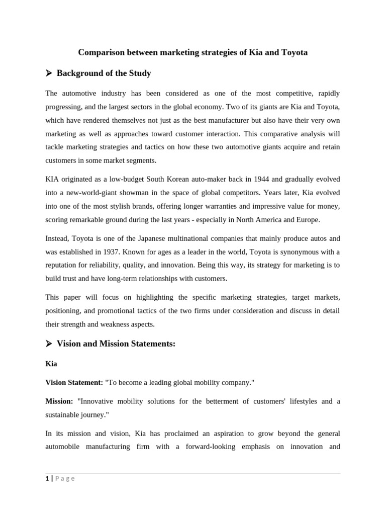 Comparative Analysis Project | PDF | Toyota | Pricing