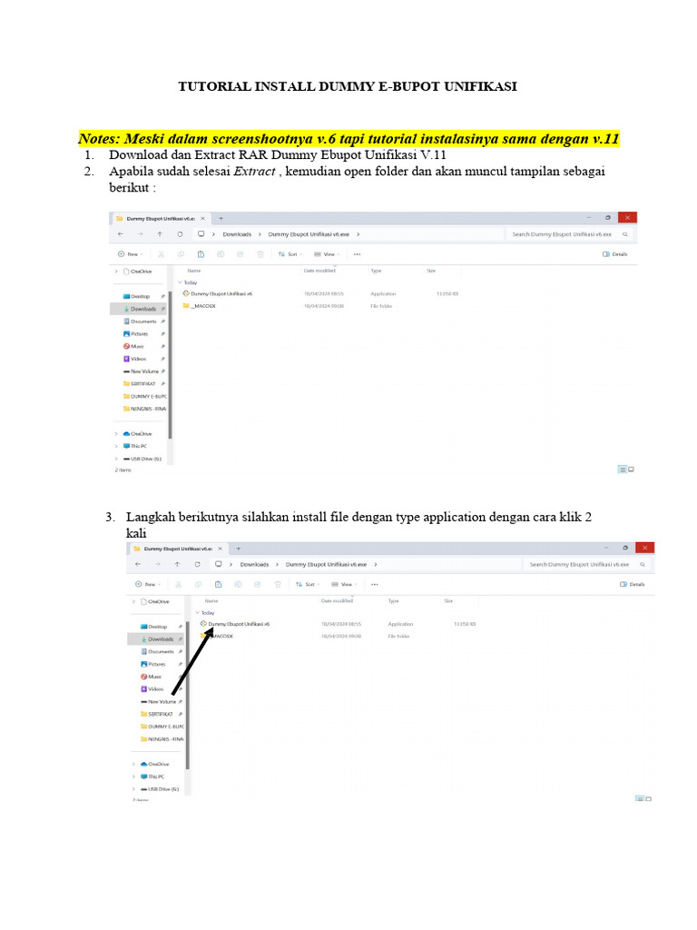 TUTORIAL INSTALL DUMMY E-BUPOT UNIFIKASI - Apabila Muncul Pop Up | PDF
