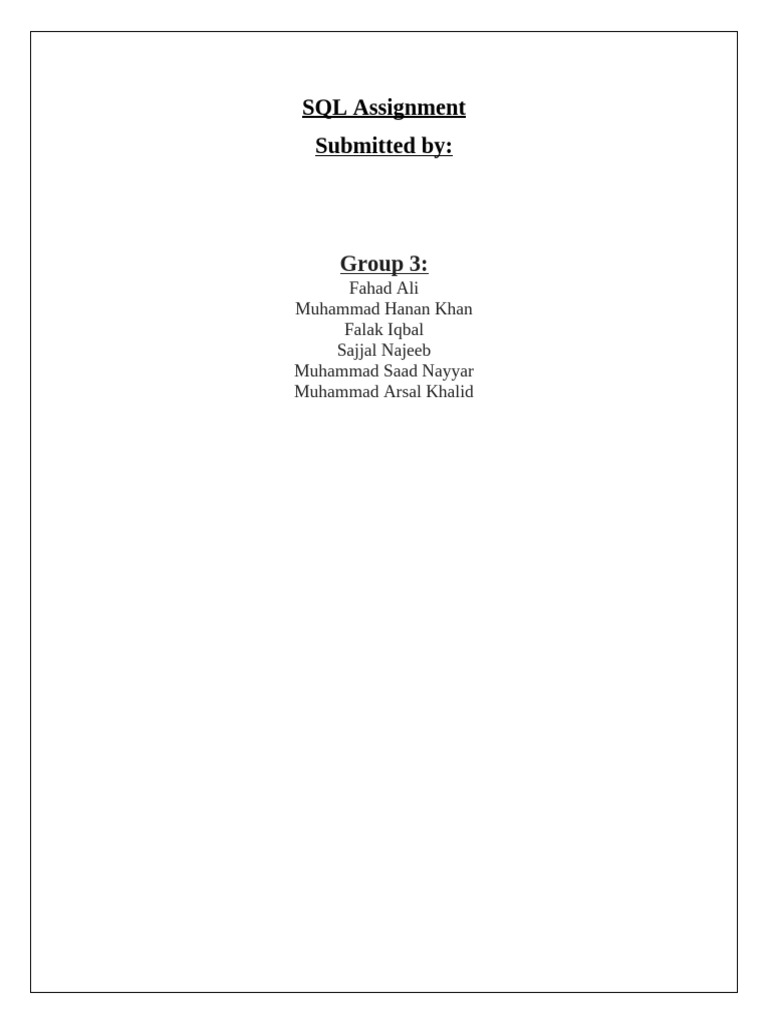 Sql Assignment Pdf