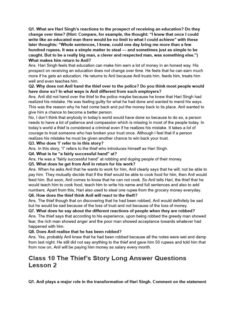 The Thief Story Important | PDF