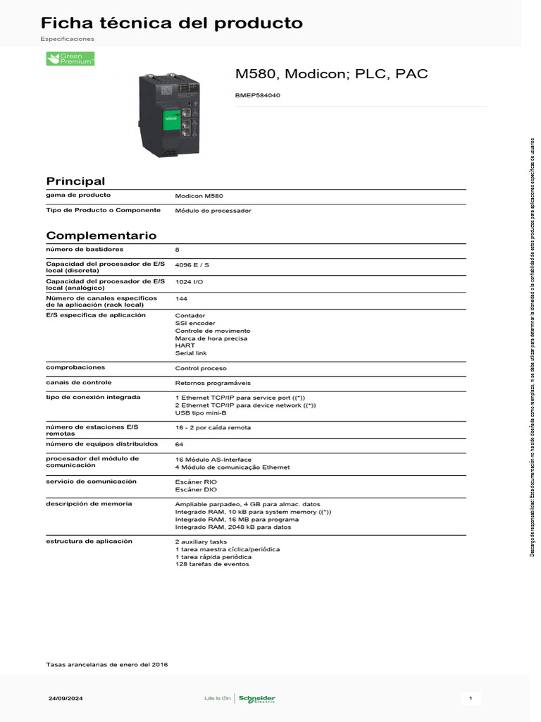 Schneider Electric - Modicon-M580-ePac - BMEP584040 | PDF