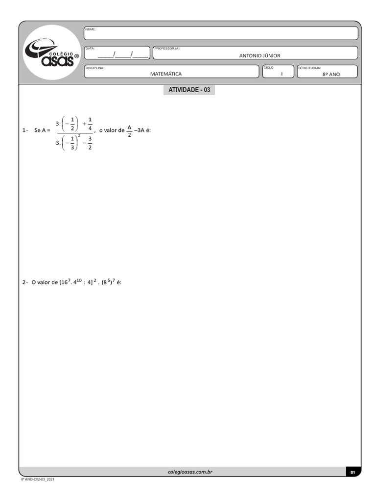 8º ANO-Equipe 1 | PDF