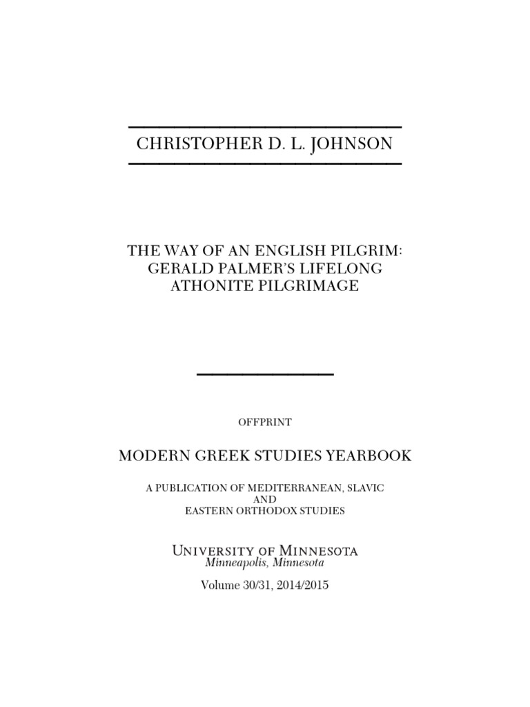 Gerald Palmer's Athonite Pilgrimage | PDF