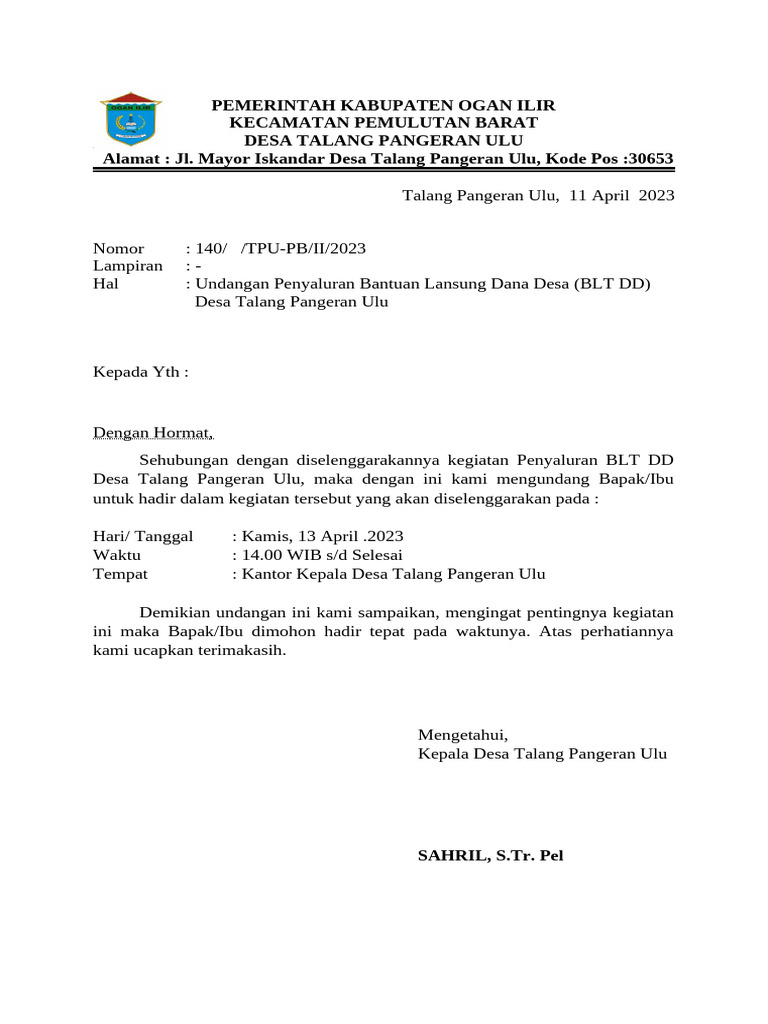 Surat Undangan BLT | PDF