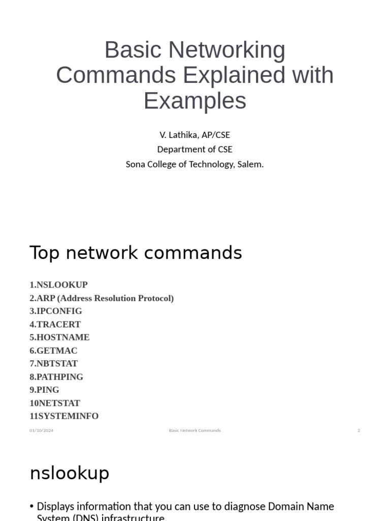 Basic Networking Commands | PDF Basic Networking Commands | PDF