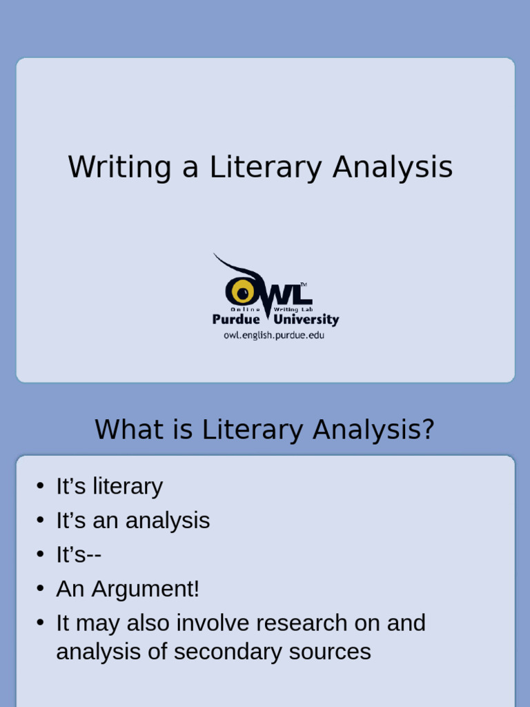 Writing A Literary Analysis | PDF