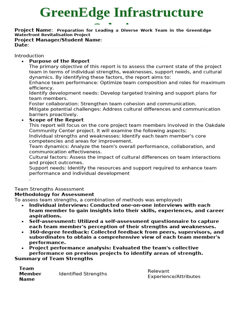 Team Strengths Assessment Report | PDF | Mentorship | Communication