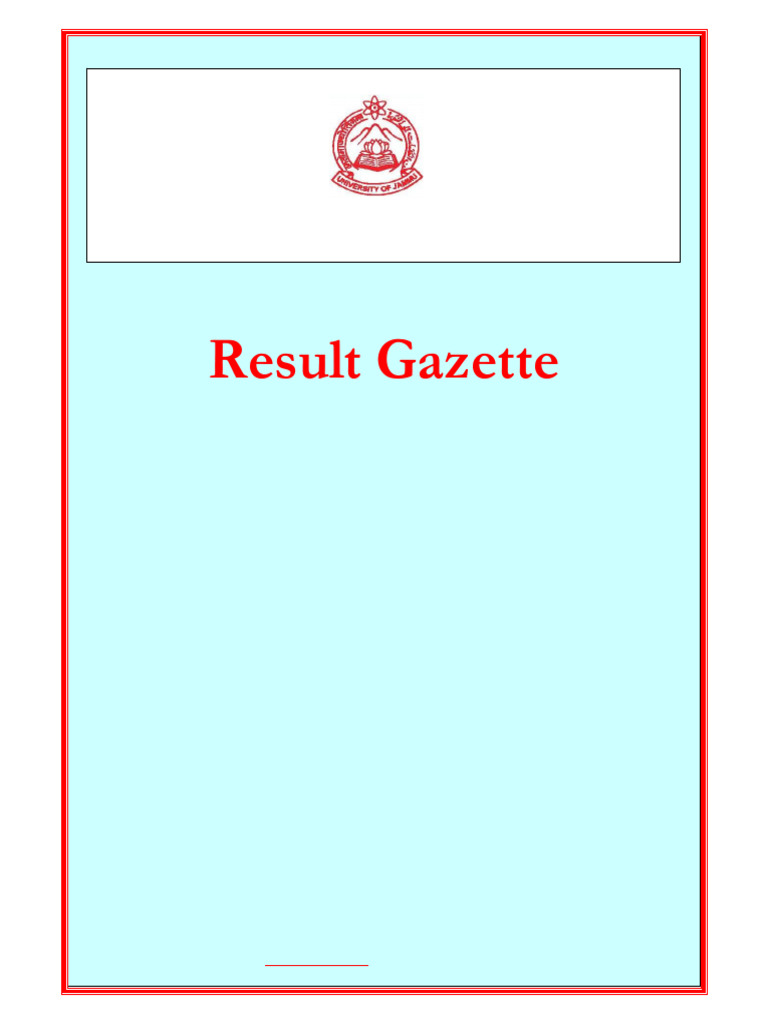 University of Jammu: Result Gazette | PDF