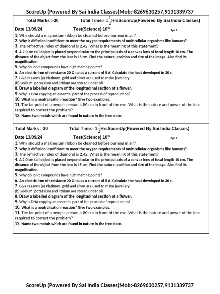 Class 10th SCIENCE 1 TO 3 | PDF