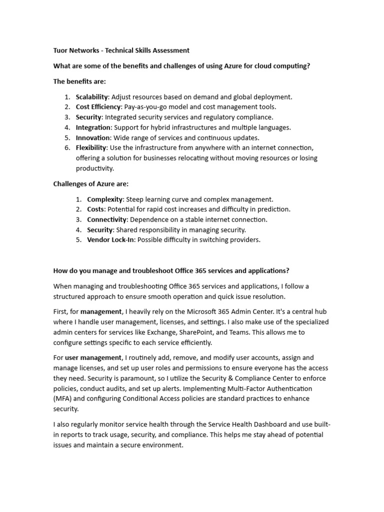 Tuor Networks - Technical Skills Assessment | PDF