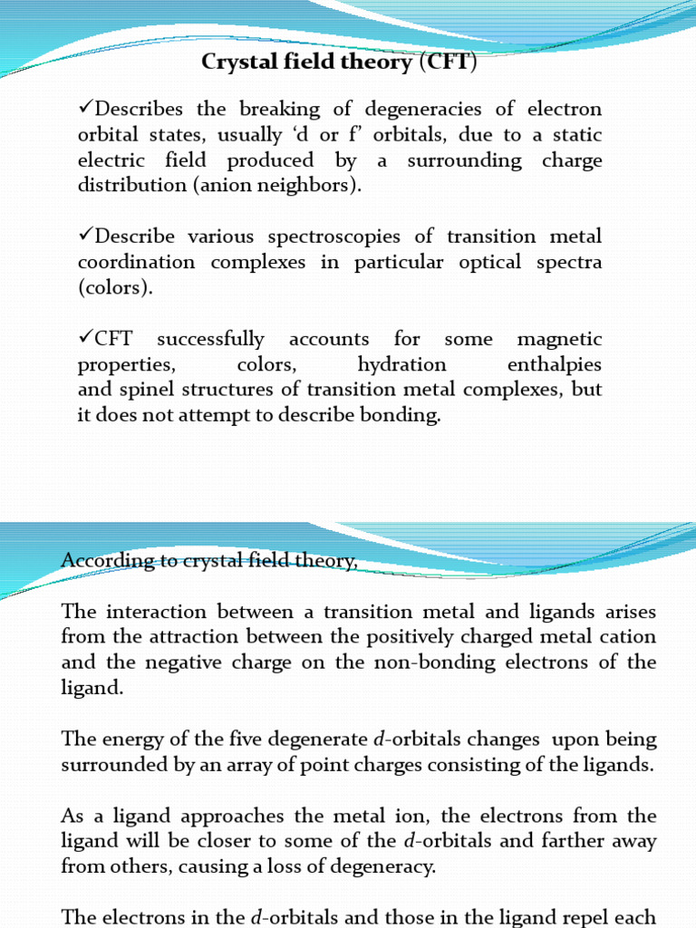 Unit-1-Crystal Field Theory | PDF