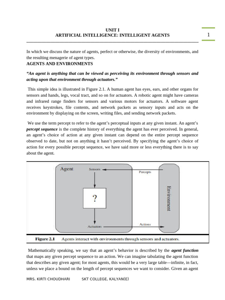 Ai - Intelligent Agents | PDF