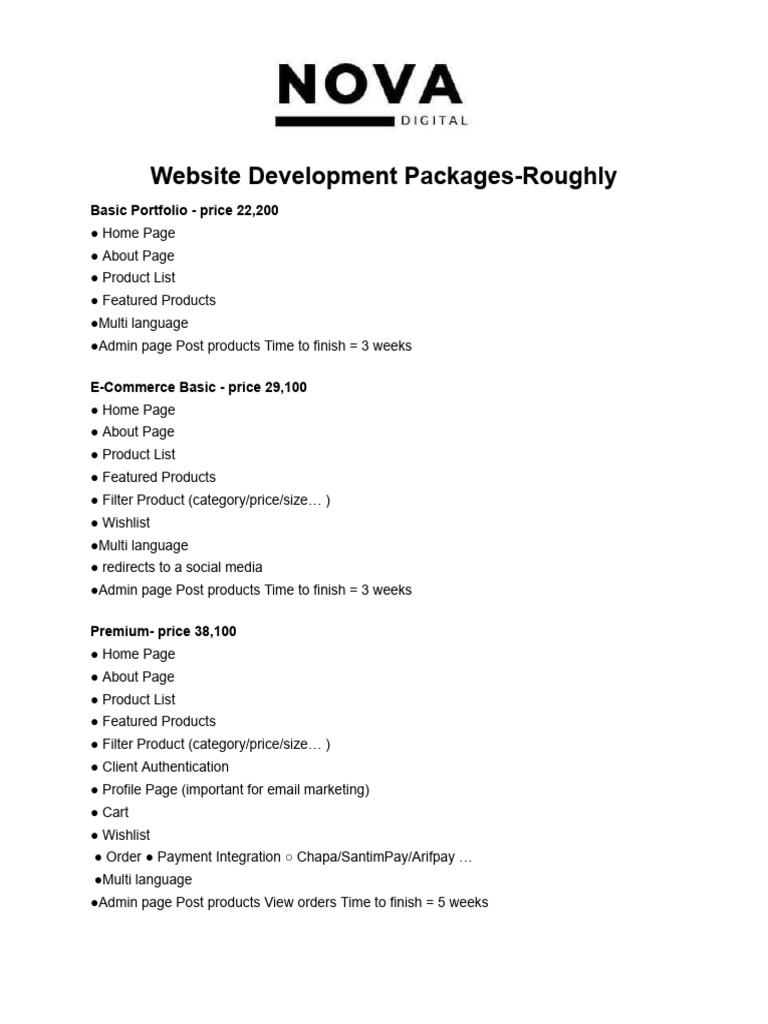 Web Development Packages | PDF