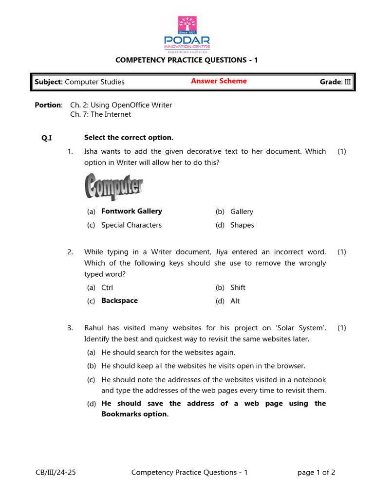 AS - CB - III - Computer Studies - CBQ - 1 | PDF