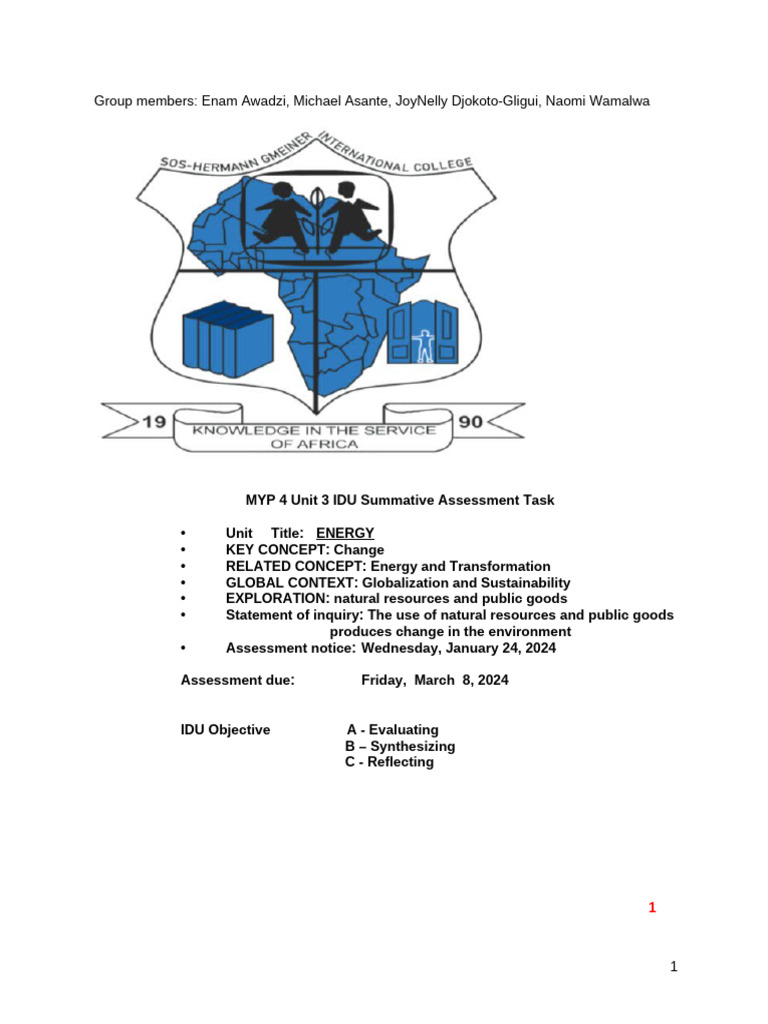 IDU Task - Energy | PDF