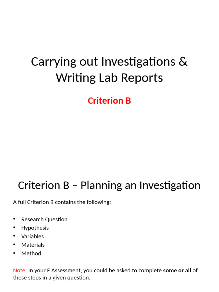 Carrying Out Investigations Writing Lab Reports - Criterion B | PDF