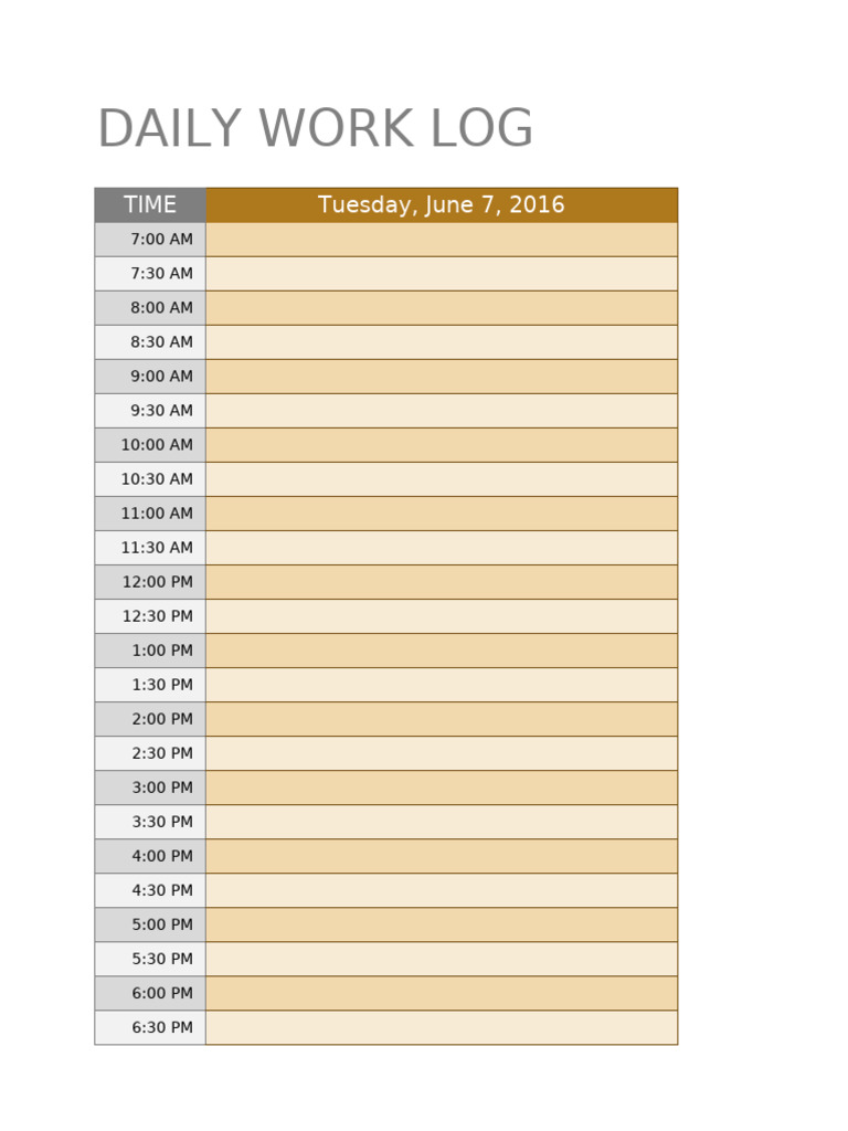 Daily Work Log Template | PDF