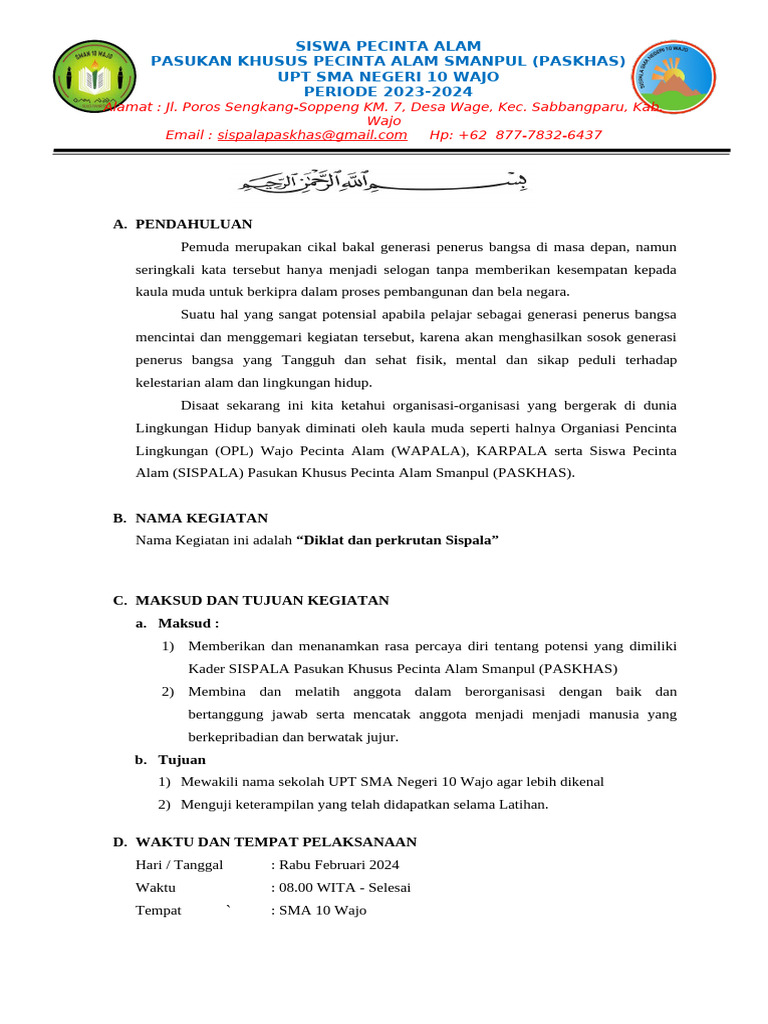 Proposal Opl Wapala | PDF