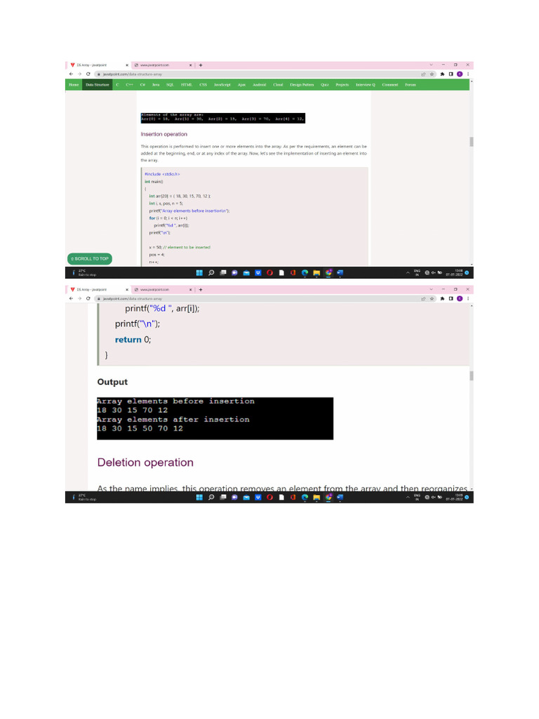 Outputs of Arrays | PDF