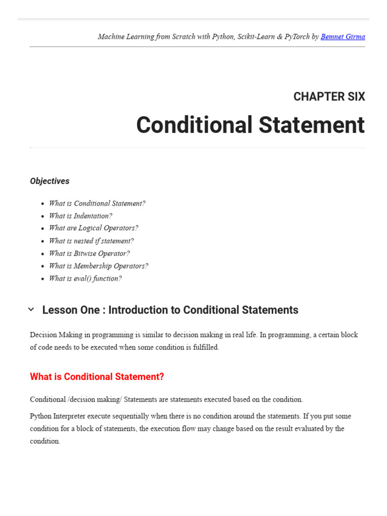 06 Chapter Six - Conditional Statement | PDF
