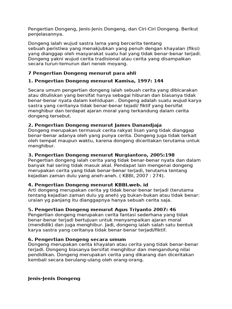 Pengertian Dongeng | PDF