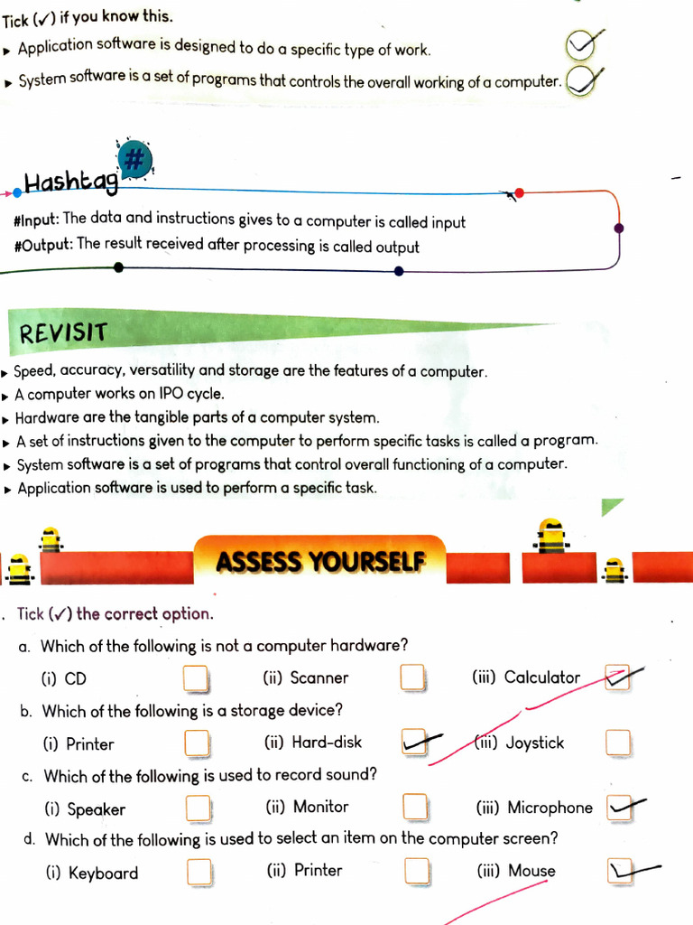 14 Grade 3 Ch-1 (Hardware and Software) Ans Key | PDF