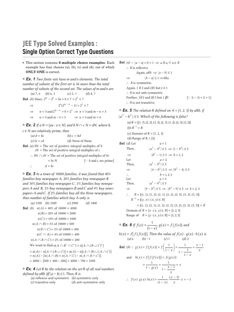 JEE Type Solved Examples | PDF