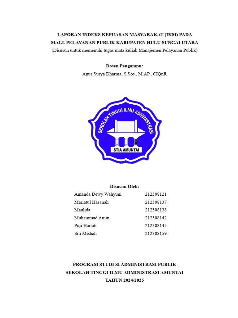 Laporan Indeks Kepuasan Masyarakat MPP | PDF