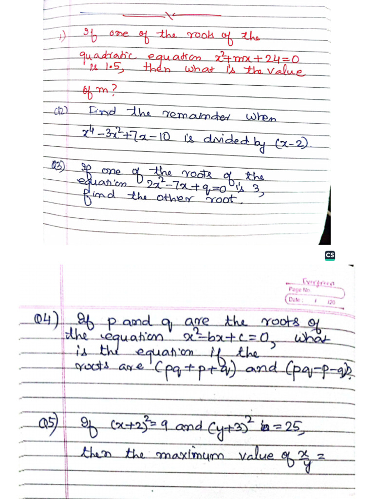 Polynomials And Quadratic Equations Pdf