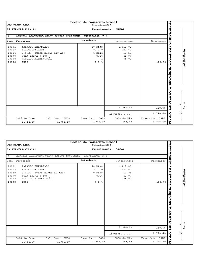 Holerite Empregado | PDF