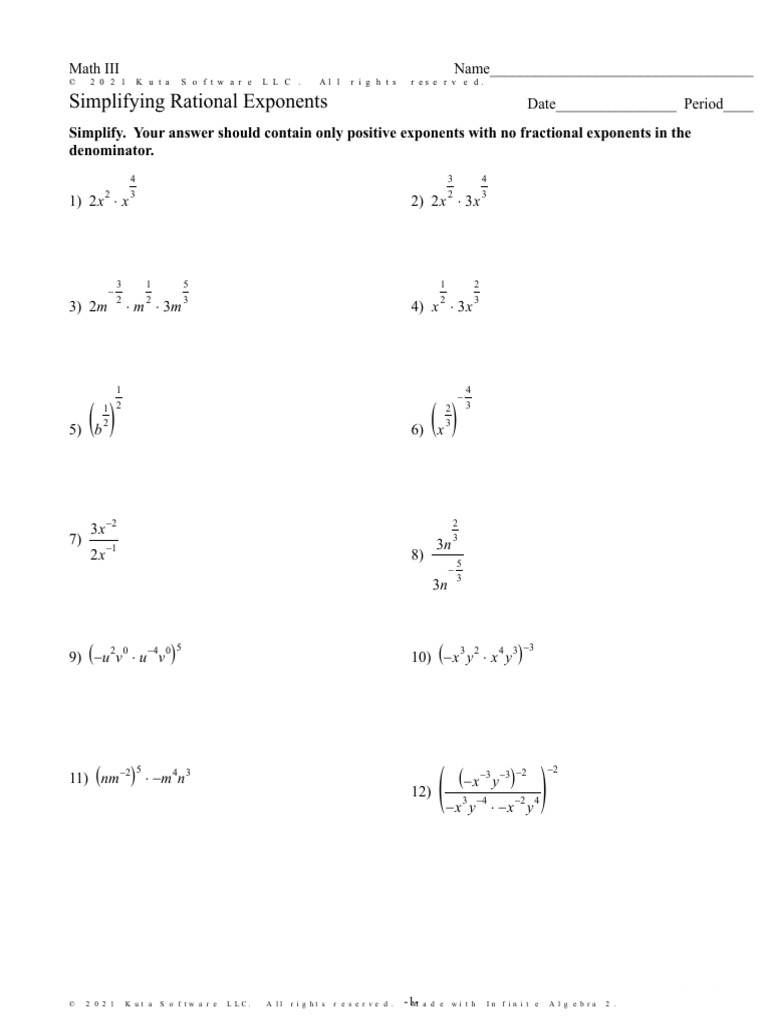 Simplifying Rational Exponents | PDF