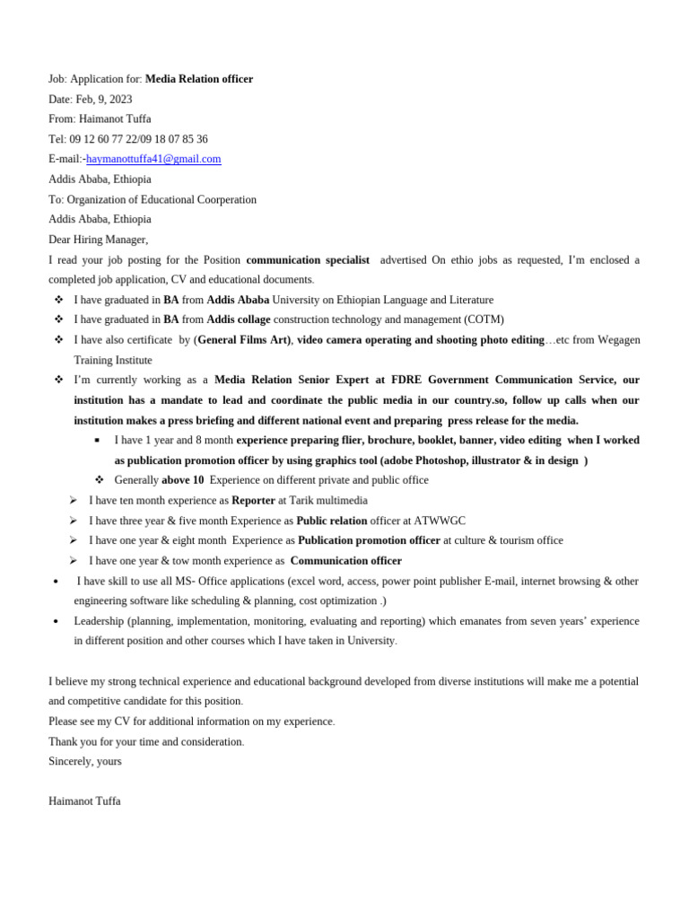 Application Letter | PDF