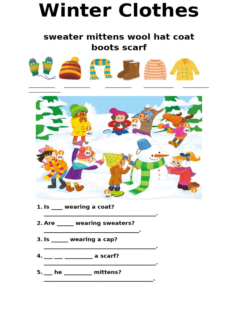 Winter Clothes Worksheet Templates Layouts - 136804 | PDF