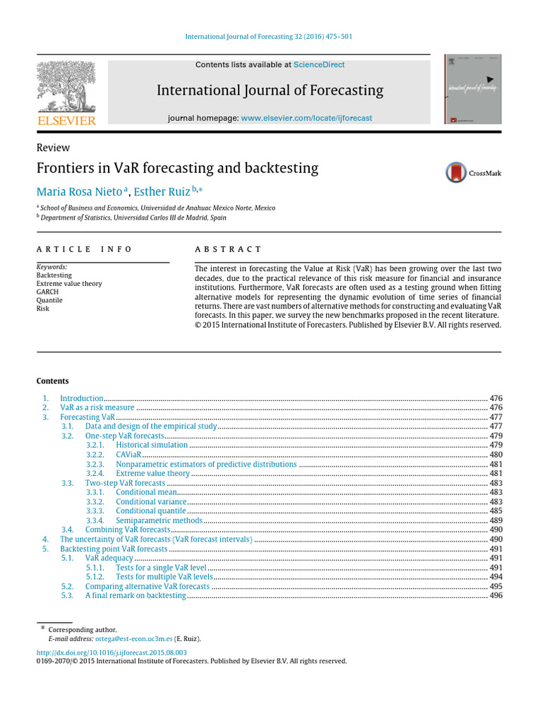 2-2016IJF Frontiers in VaR Forecasting and Backtesting | PDF
