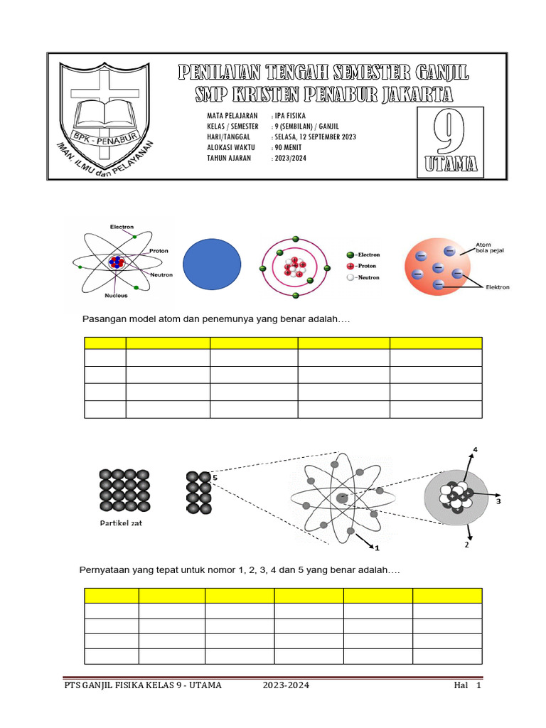 Pts Fisika Ganjil 9 2023 2024 Utama | PDF