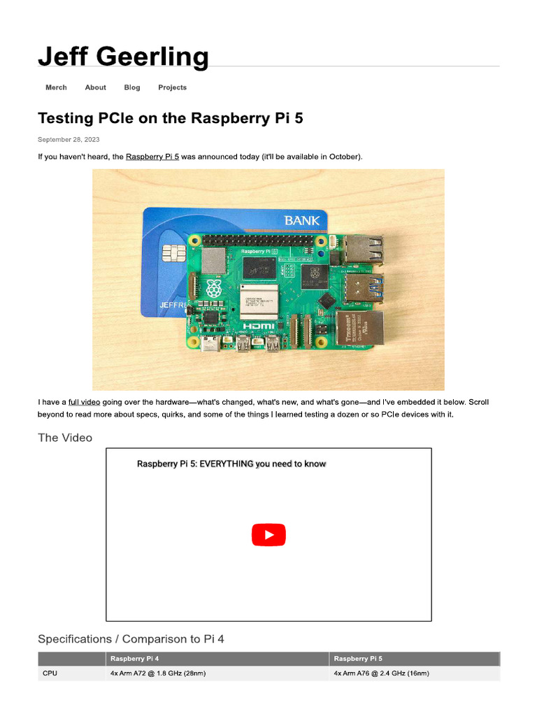 Testing PCIe On The Raspberry Pi 5 | PDF