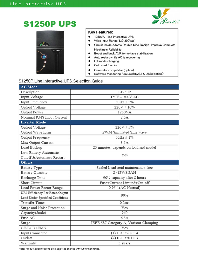 S1250P Iec Ups | PDF