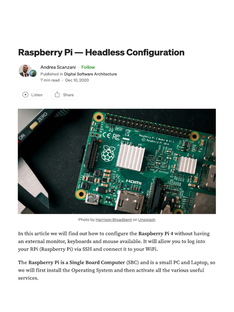 Raspberry Pi Headless Configuration | PDF